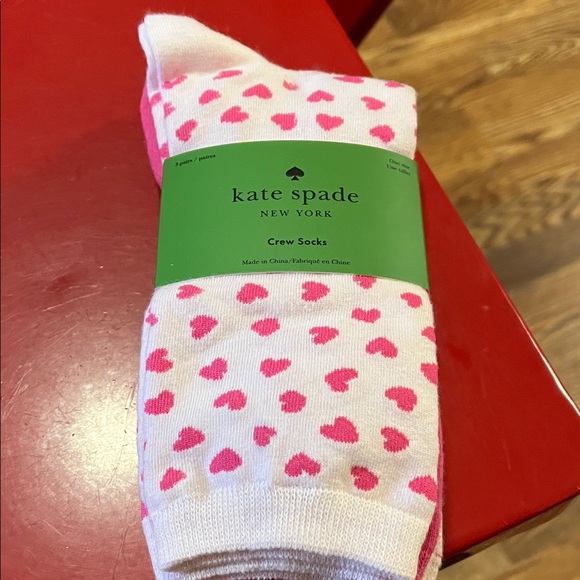 kate spade | Accessories | Kate Spade White And Pink Heart Crew Socks ...